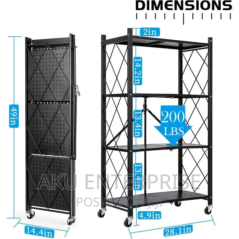 Heavy Duty Foldable Metal Rack Storage Shelving Unit Wheels in Accra ...